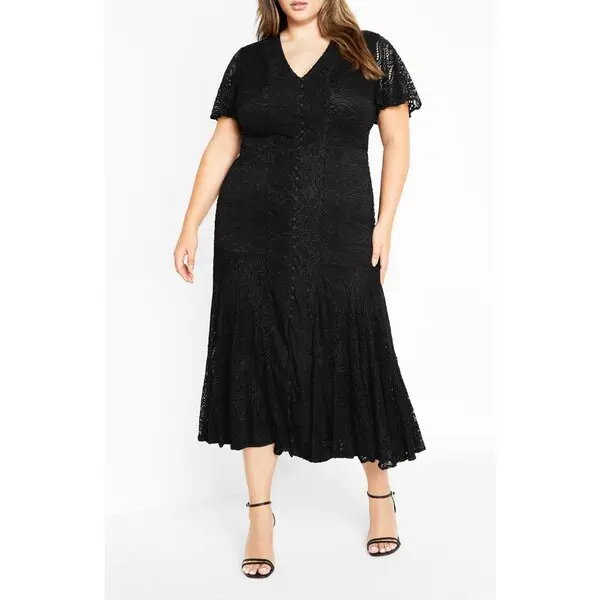 City Chic Christa Lace Midi Dress - Black