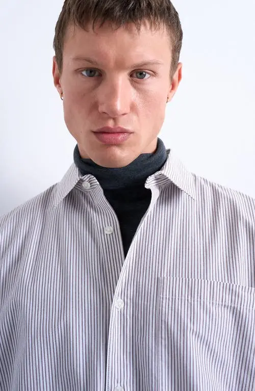 Topman Relaxed Fit Stripe Cotton Button-up Shirt