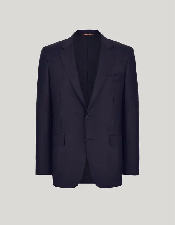 Canali Navy Pure 150's Wool Blazer - Blue