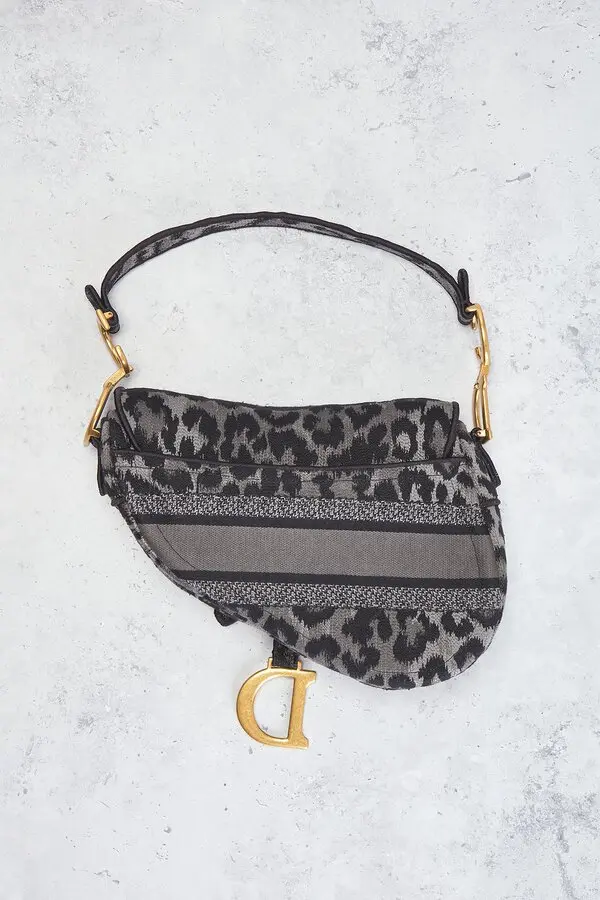 Dior Mizza Embroidered Saddle Bag - Grey
