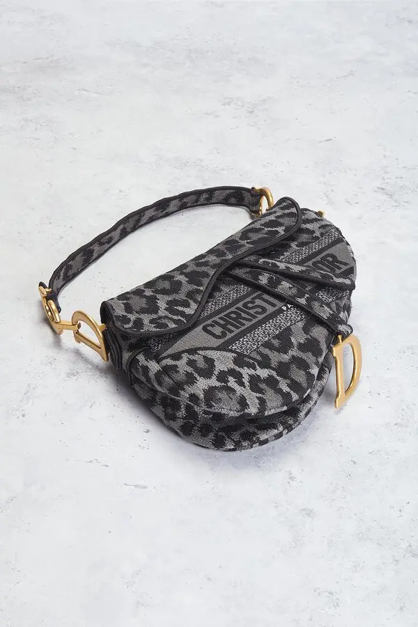 Dior Mizza Embroidered Saddle Bag - Grey