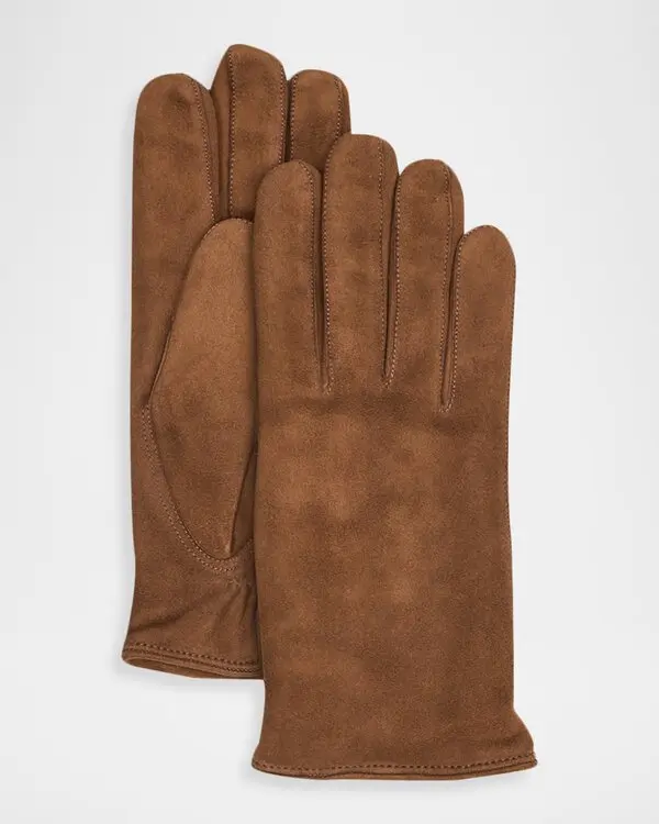 HESTRA Cashmere-lined Suede Gloves - Light Brow