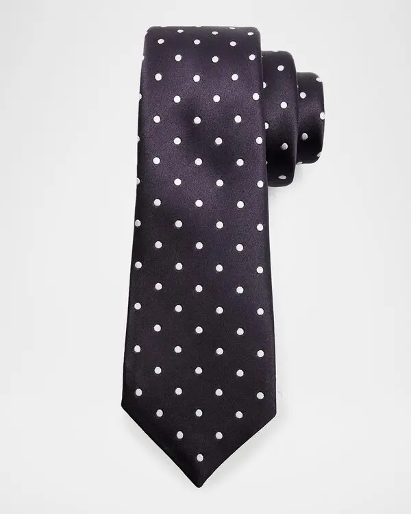 TOM FORD Polka Dot Mulberry Silk Neck Tie - Aubergine