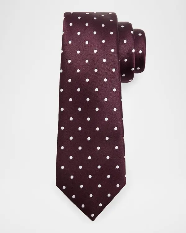 TOM FORD Polka Dot Mulberry Silk Neck Tie - Dark Burgu