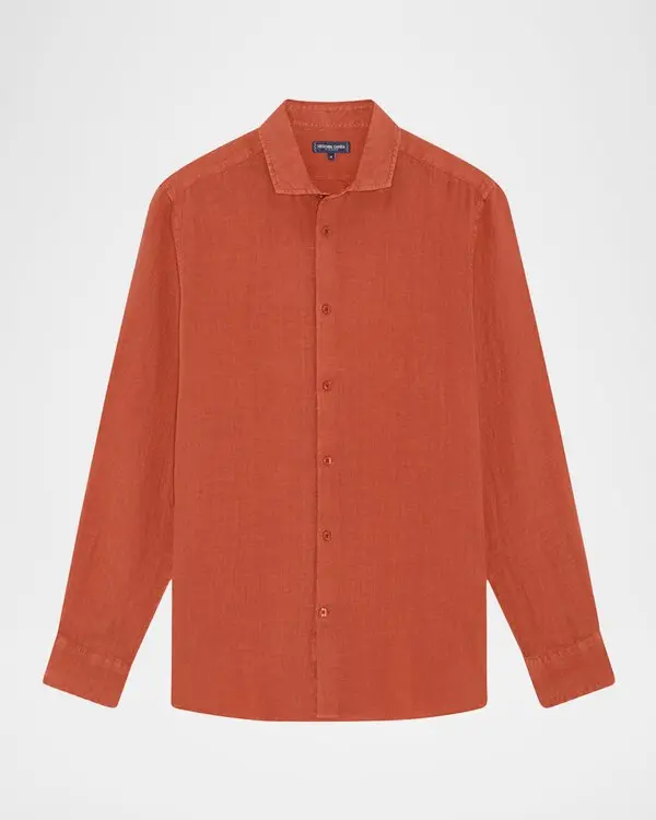 Frescobol Carioca Antonio Linen Button-down Shirt - Coral Rose