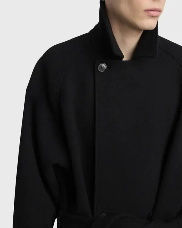 THE ROW Wool Double-breasted Belted Coat - Black