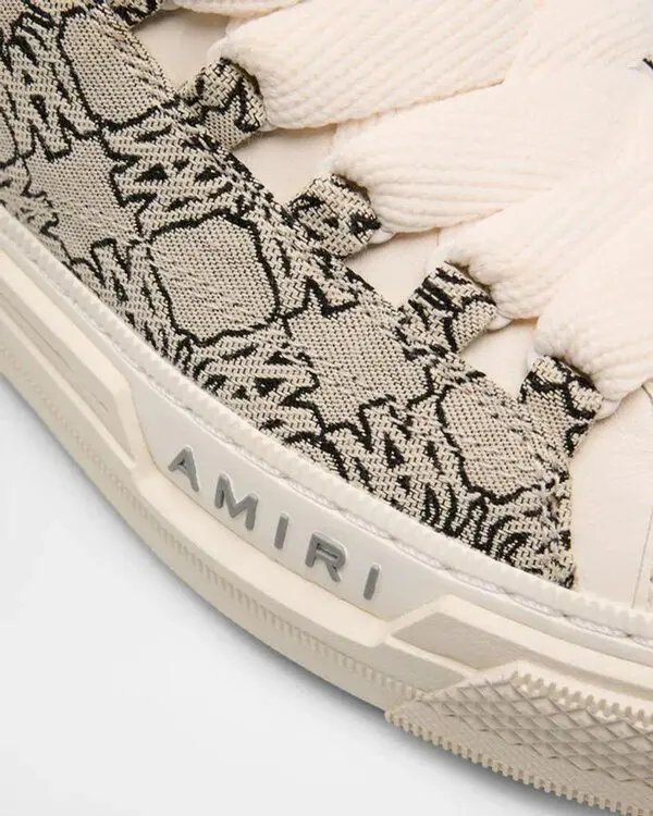 Amiri Ma Quad Court Hi Embroidered High-top Sneakers - Grey