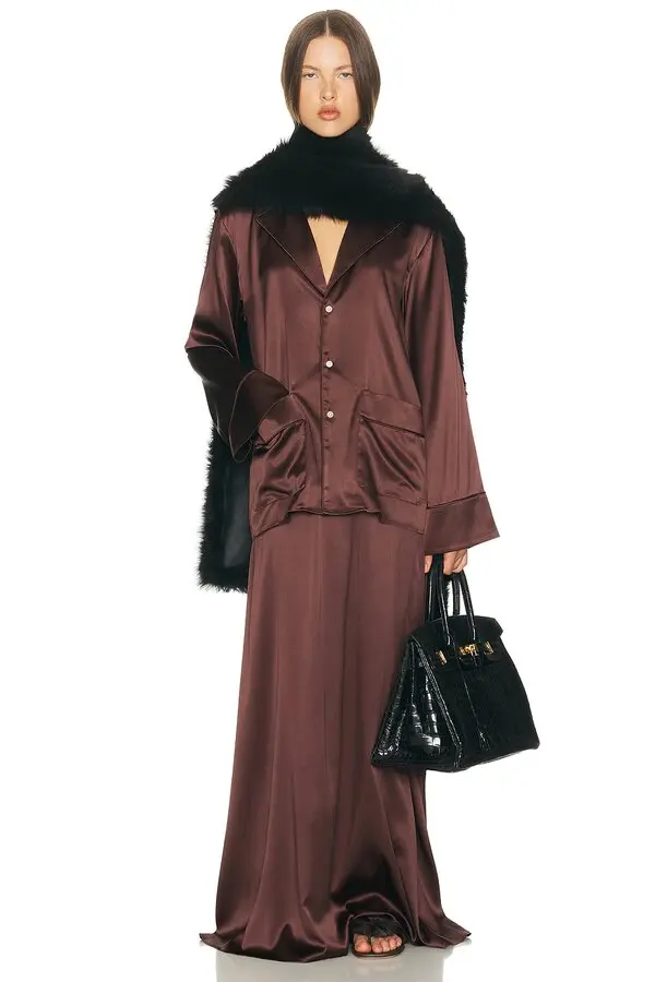 HELSA Silk Charmeuse Pajama Shirt