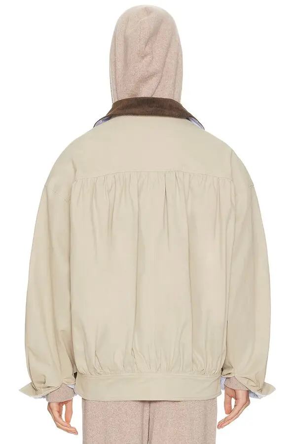 HELSA Shirred Bomber Jacket With Corduroy Collar - Sandstone