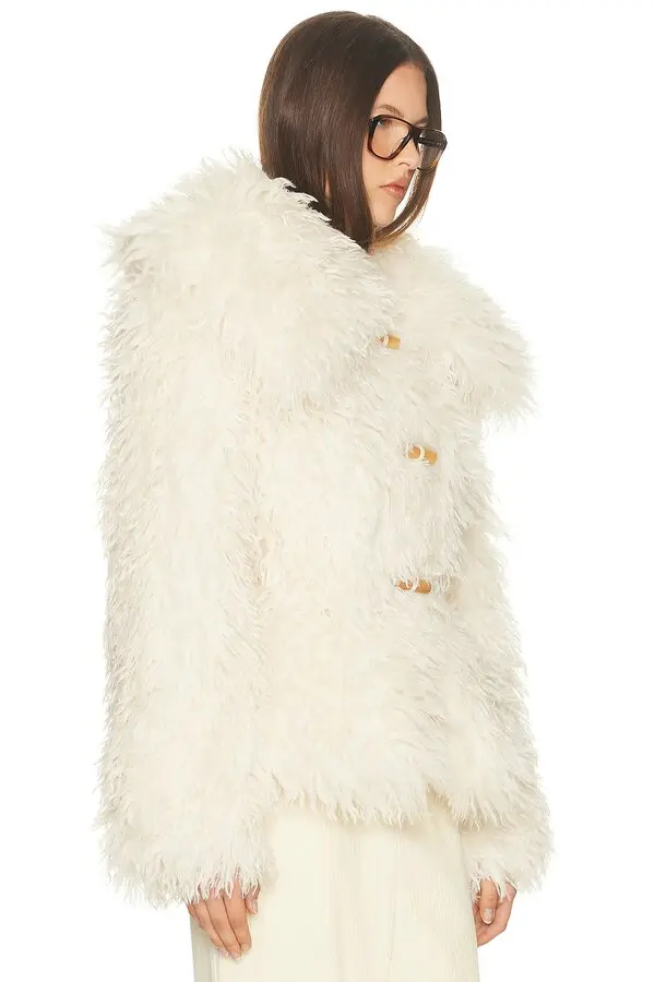 HELSA Faux Shearling Jacket With Dramatic Collar