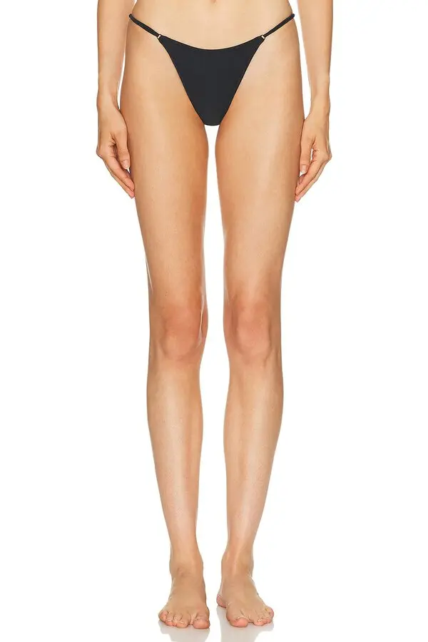 TROPIC OF C Luna Superfine Bikini Bottom - Black Seersucker