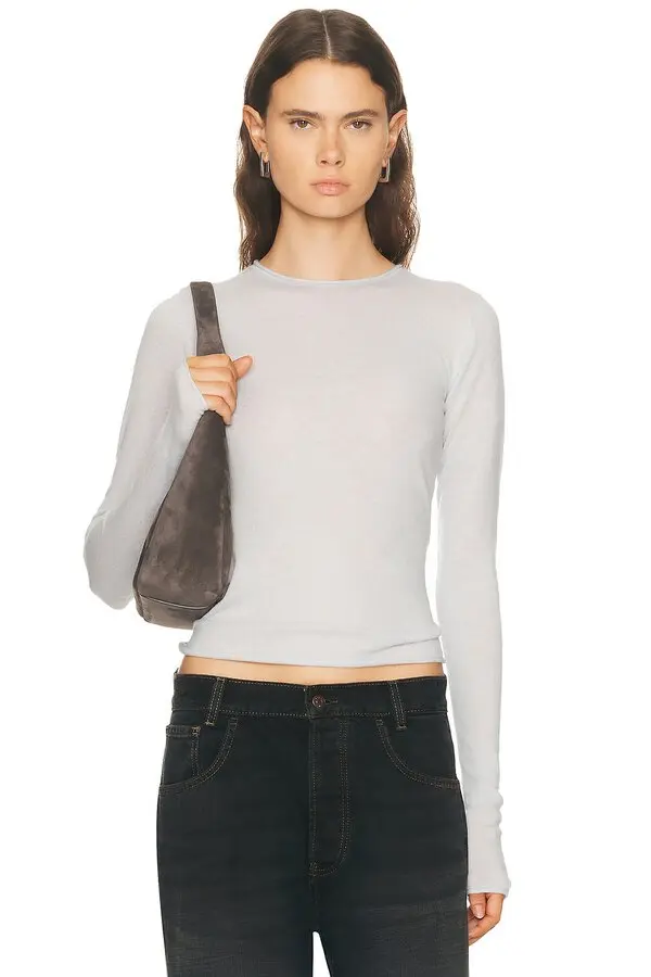 SKIMS Sheer Cashmere Long Sleeve Top - Pearl