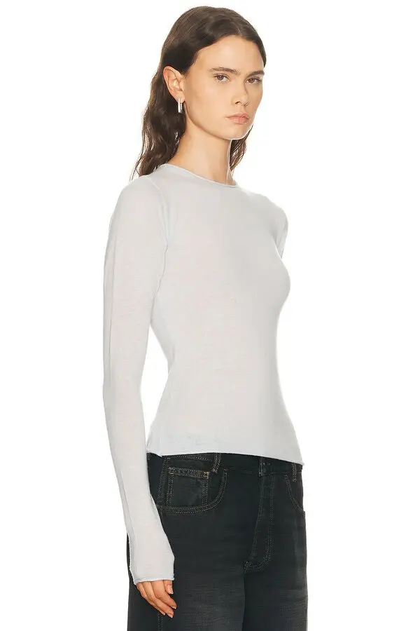 SKIMS Sheer Cashmere Long Sleeve Top - Pearl