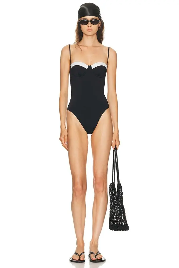 Staud Maeve One Piece Swimsuit - Black & White