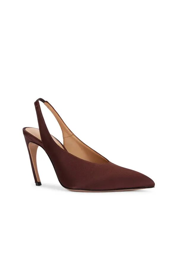 Attico Viper 95mm Slingback Heel - Dark Brown