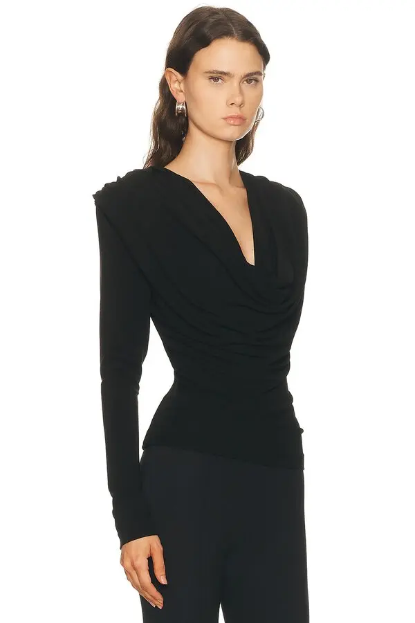 Wardrobe.NYC Evening Cowl Neck Top - Black