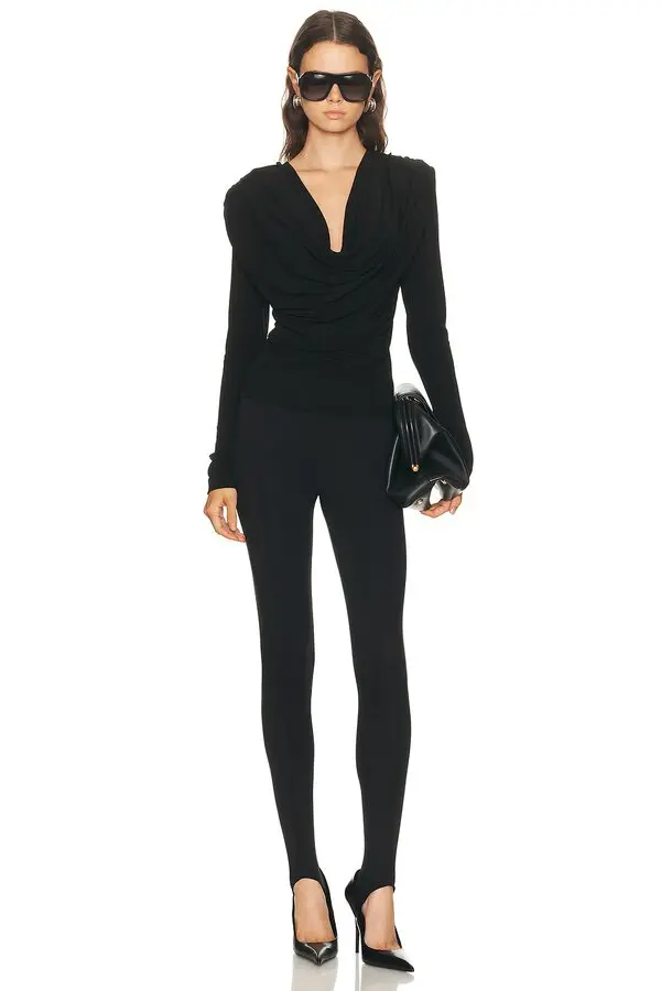 Wardrobe.NYC Evening Cowl Neck Top - Black