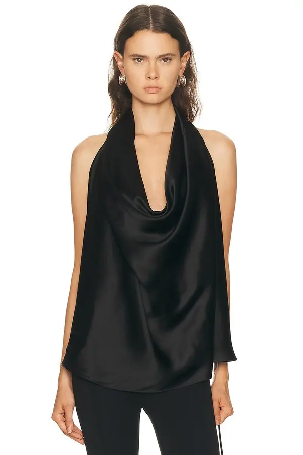Wardrobe.NYC Satin Halter Blouse - Black