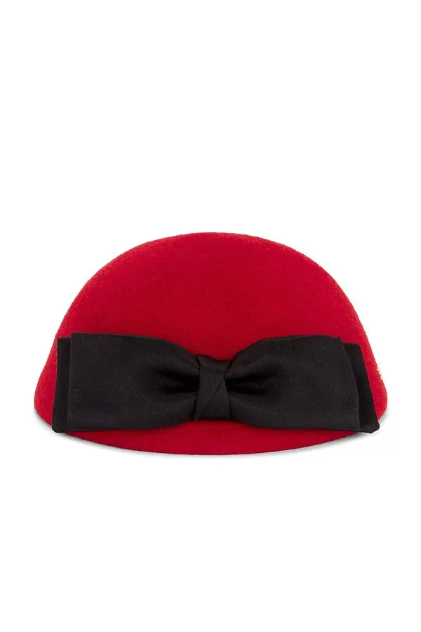 Valentino Garavani Vlogo Signature Beret - Rosso, Nero, & Antique Brass