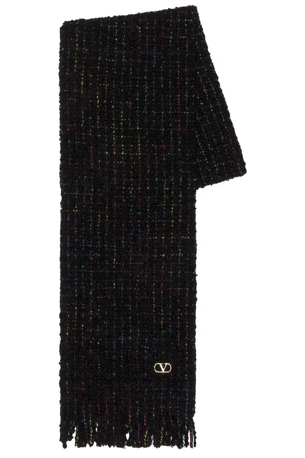 Valentino Garavani Cashmere Lana Jacquard Scarf In Black - Nero & Oro