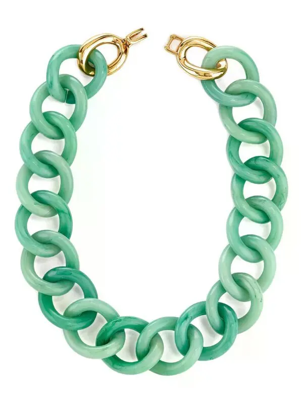KENNETH JAY LANE Chain-link Jade Necklace - Green
