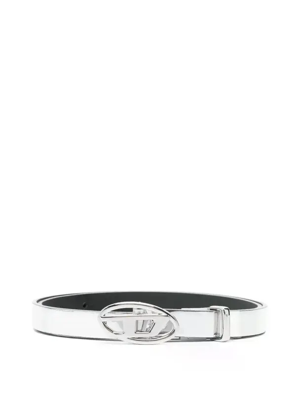 DIESEL® Oval D Logo Buckle Belt - Silver