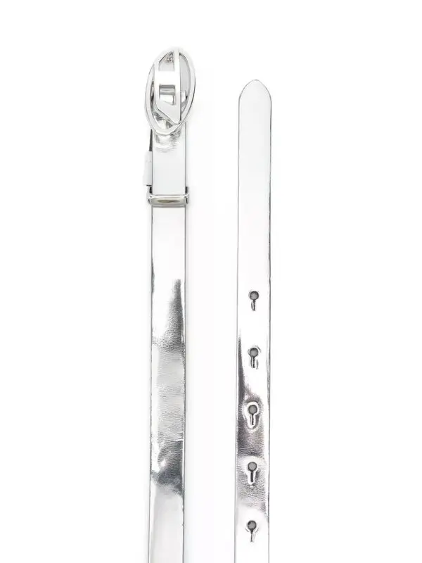 DIESEL® Oval D Logo Buckle Belt - Silver