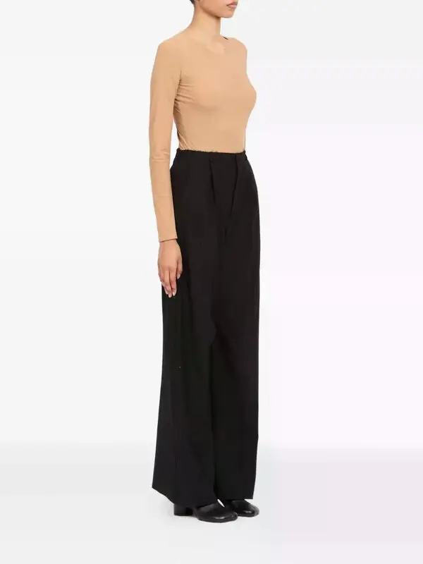MAISON MARGIELA Wool Wide-leg Trousers With Raw-cut Edges