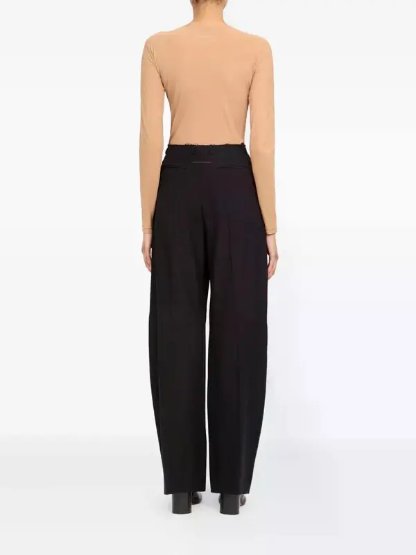 MAISON MARGIELA Wool Wide-leg Trousers With Raw-cut Edges