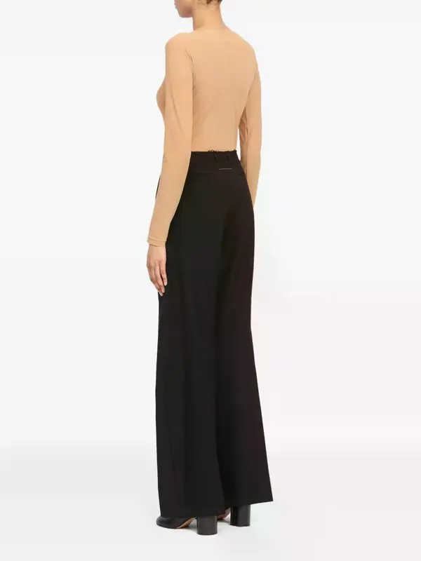 MAISON MARGIELA Wool Wide-leg Trousers With Raw-cut Edges