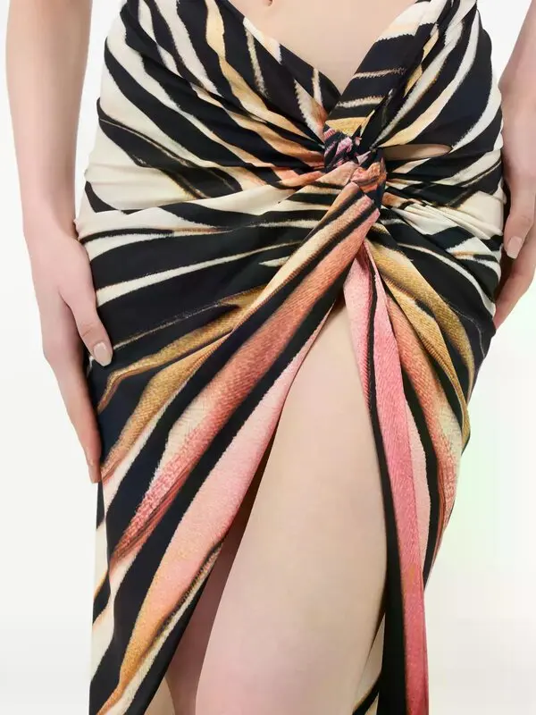 Roberto Cavalli Knotted Ray-print Sarong