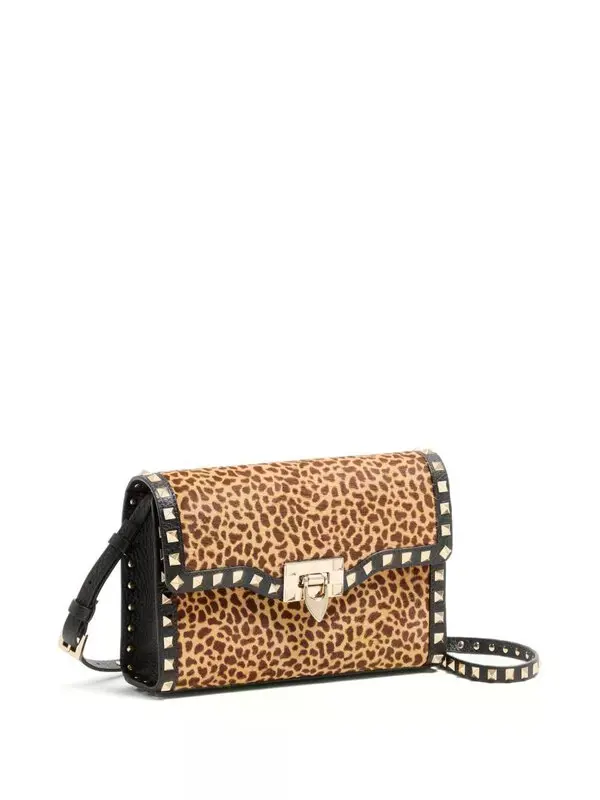 Valentino Garavani Rockstud Animal-print Shoulder Bag - Brown