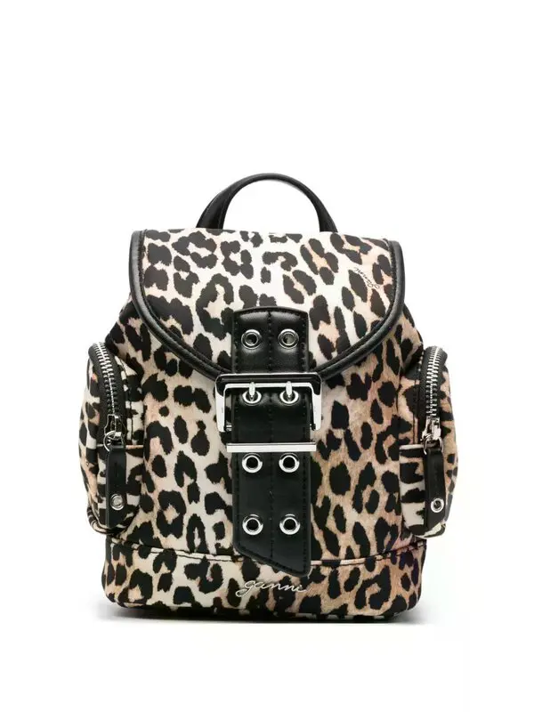 GANNI Mini Leopard-print Backpack - Neutrals