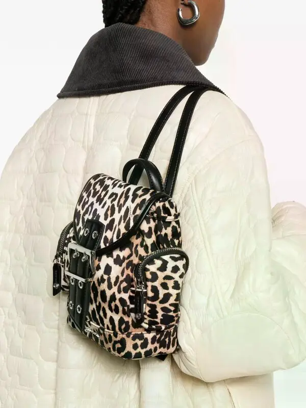 GANNI Mini Leopard-print Backpack - Neutrals