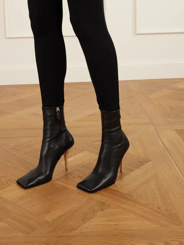 Alaïa 90 Leather Ankle Boots - Black