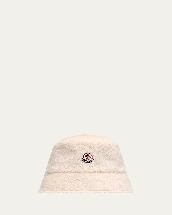 Moncler Wool Logo Bucket Hat - White
