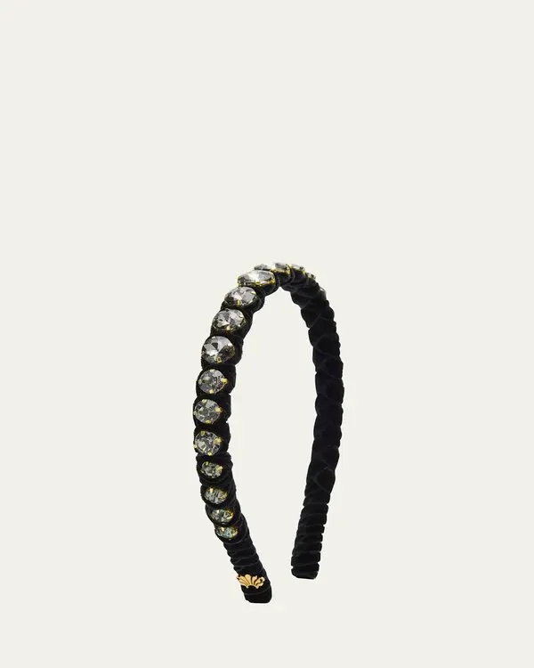 Lele Sadoughi Graduated Crystal Velvet Headband - Jet 001  display picture 1