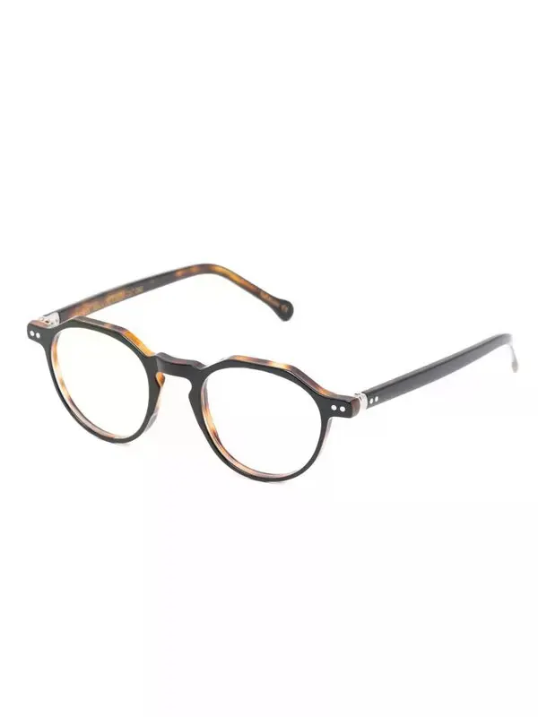 LESCA Round Frame Eyeglasses - Black