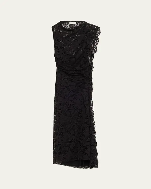 A.L.C. Astrid Draped Lace Midi Dress - Black