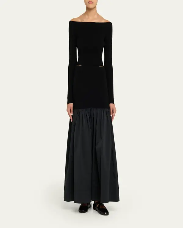 A.L.C. Cami Merino Combo Maxi Skirt - Black/navy