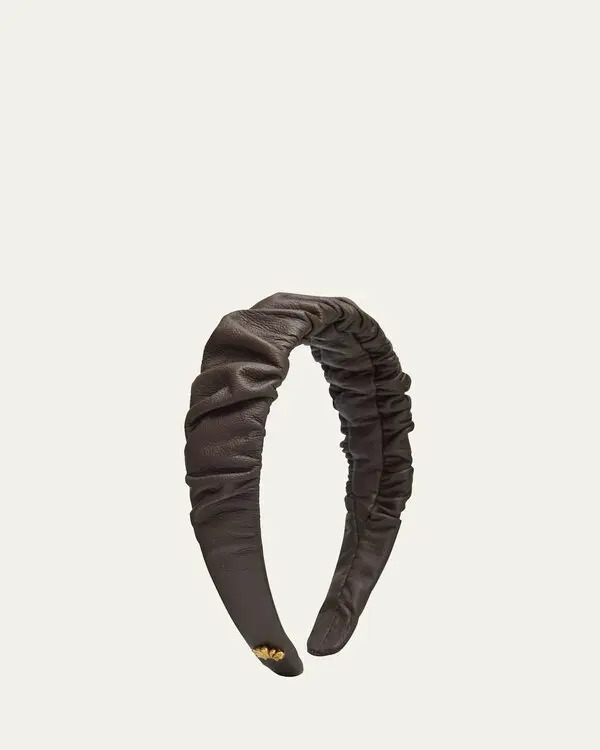 Lele Sadoughi Kelly Ruched Leather Headband - Espresso
