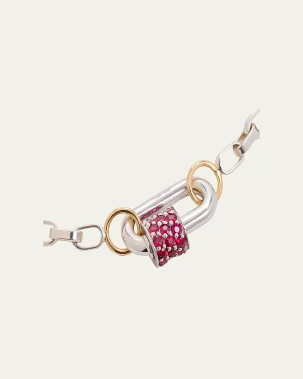 MARLA AARON Stoned Chubby Babylock In 14k White Gold With Rubies