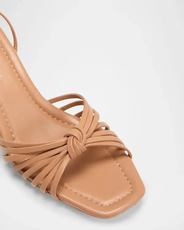 LOEFFLER RANDALL Olivia Leather Knot Block Heel Sandals - Dune