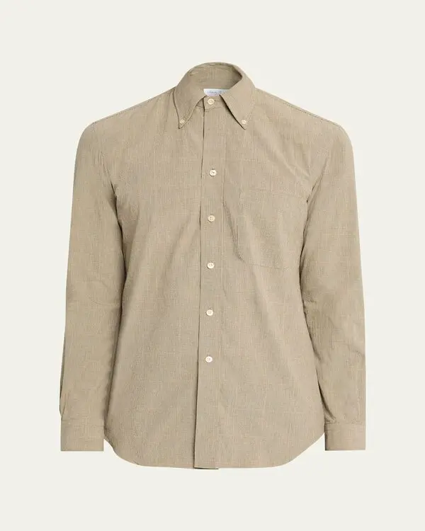 SALVATORE PICCOLO Cotton Micro-grid Check Button-down Shirt