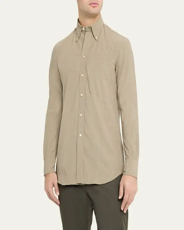 SALVATORE PICCOLO Cotton Micro-grid Check Button-down Shirt