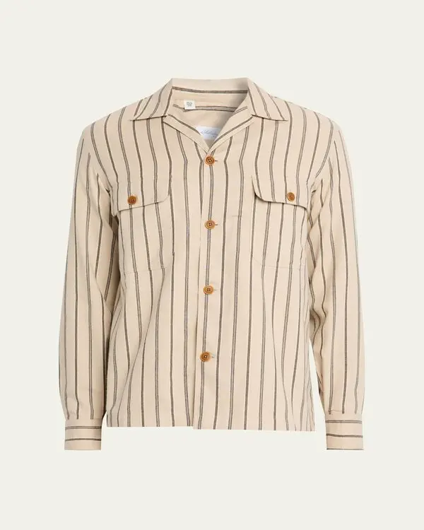 SALVATORE PICCOLO Cotton Multi-stripe Dual-pocket Overshirt
