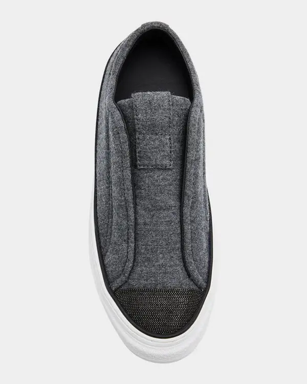 Brunello Cucinelli Wool Monili Slip-on Sneakers