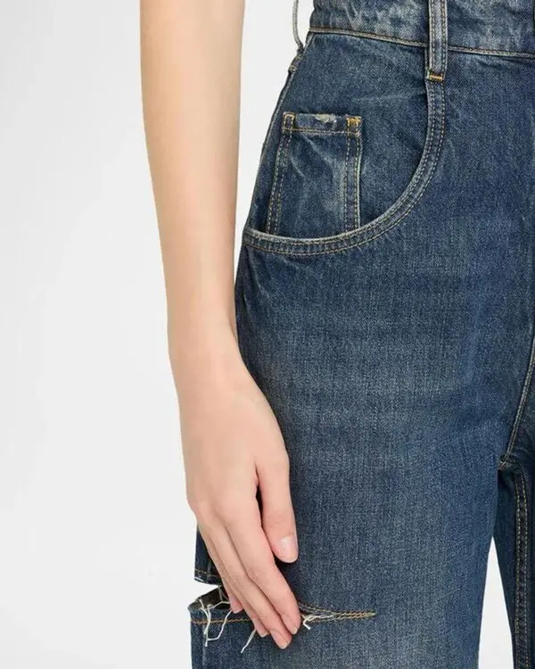 MAISON MARGIELA Slash Slit Barrel-leg Jeans - Blue