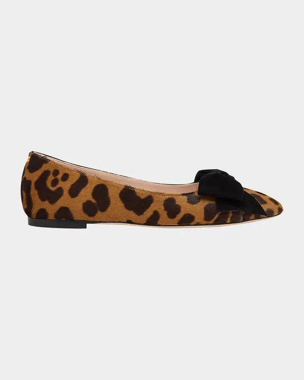 Valentino Garavani Bowow Leopard Calf Hair Ballerina Flats - Leopard Print