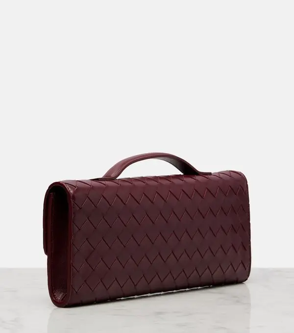 Bottega Veneta Andiamo Intrecciato Leather Clutch - Burgundy